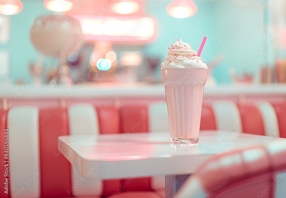 vintage retro ice cream parlor in pastel colors, close up of a vintage ...