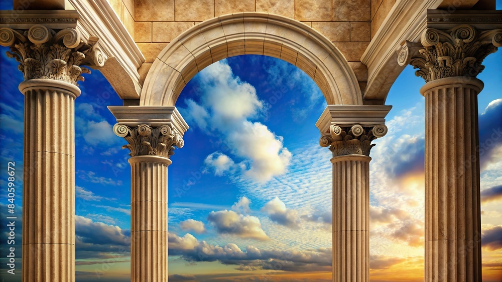 Roman-style arch pillar design with a background, Roman, arch, pillar ...
