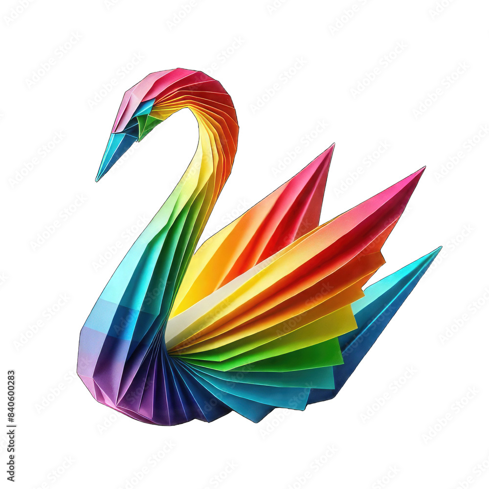 Generative AI Cool Rainbow Animal Swans Origami, Swan origami, Cool ...