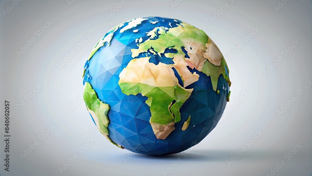 Low poly earth globe with shadow on white background, low poly, earth ...