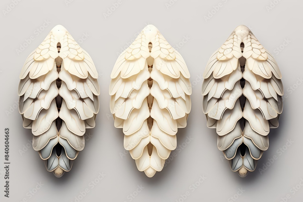 Silk moth pupa flat design, top view, textile production theme, 3D ...