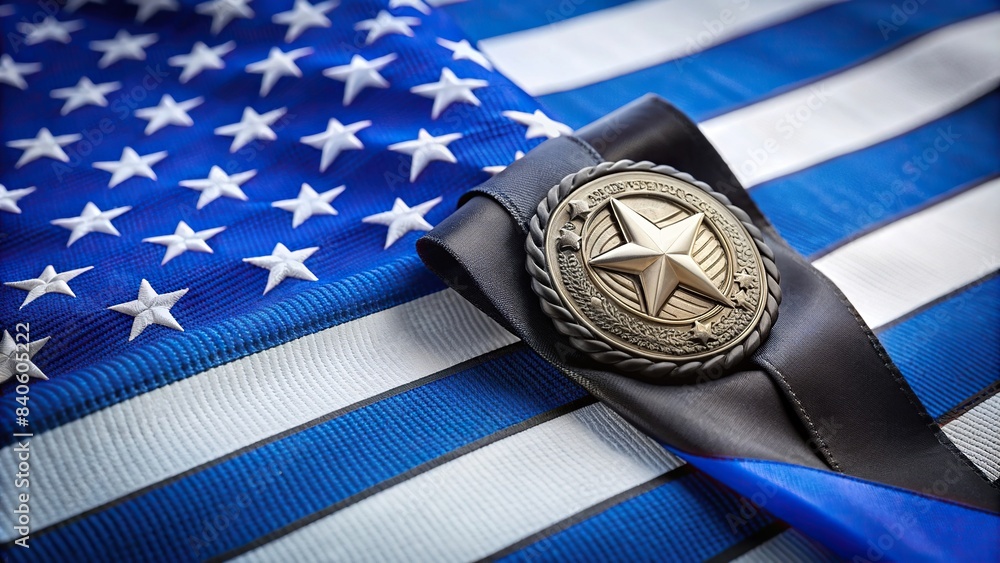 Peace Officers Memorial Day design with police badge, blue ribbon, and ...