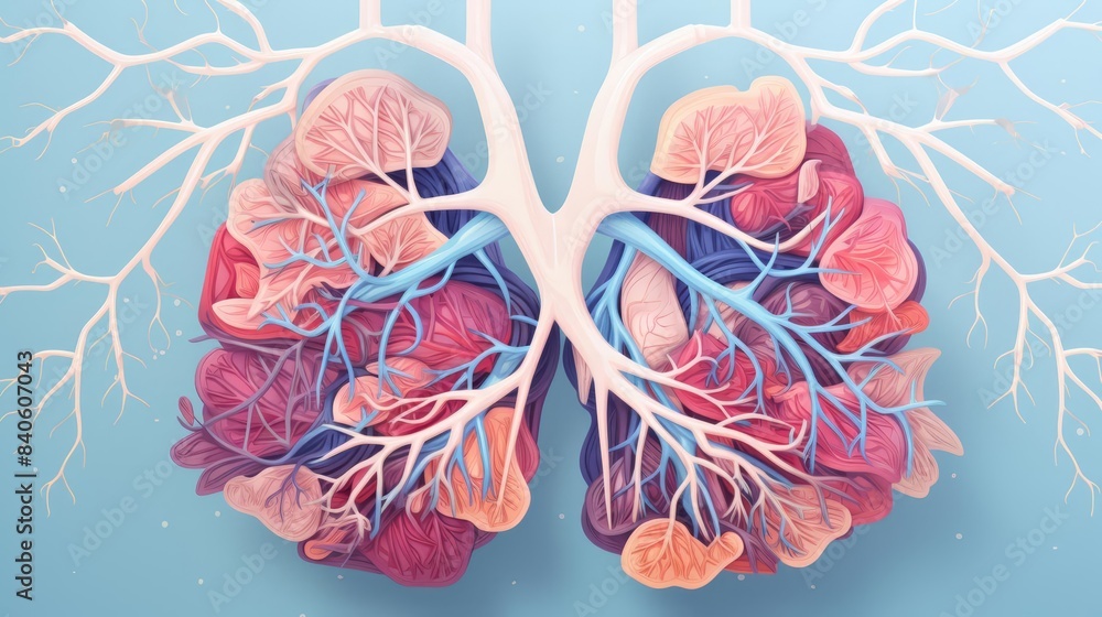 Thorax anatomy flat design top view medical theme cartoon drawing ...