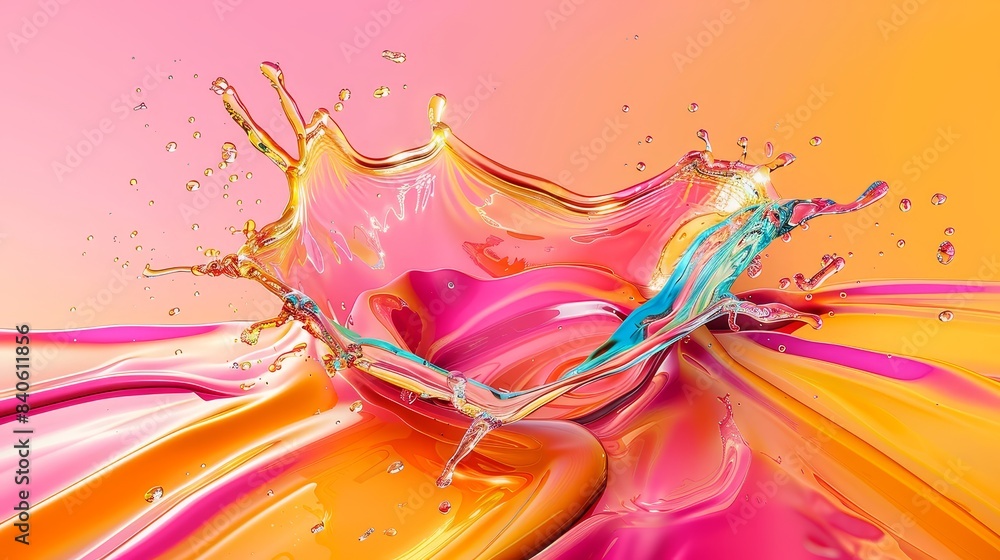 Top view of a bright yellow liquid splash in a flat design, isolated on ...