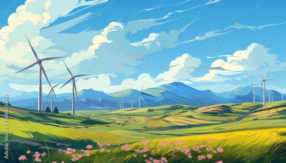 Wind pollination flat design front view agriculture cartoon drawing ...