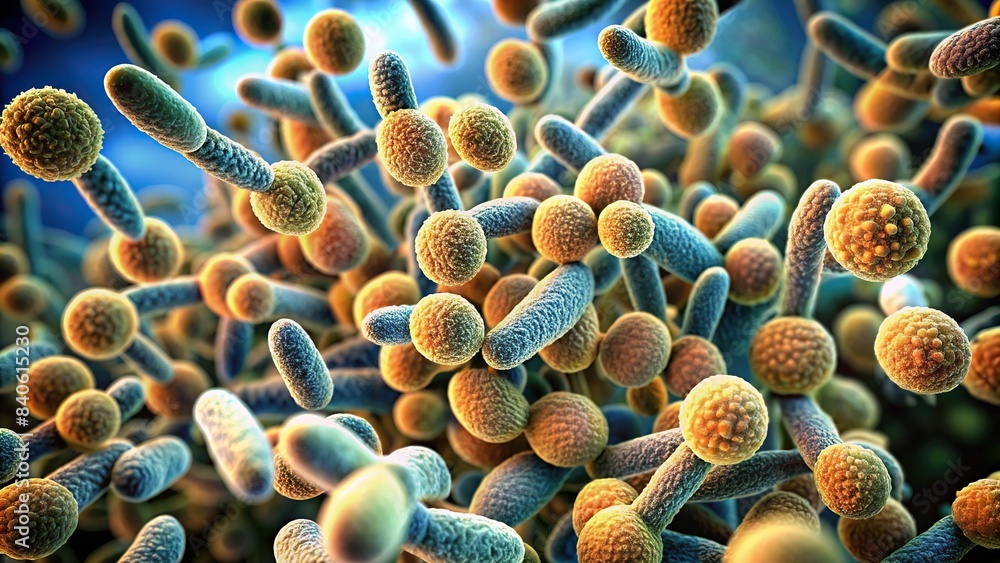 Microscopic view of Candida albicans fungi, a common human pathogenic ...