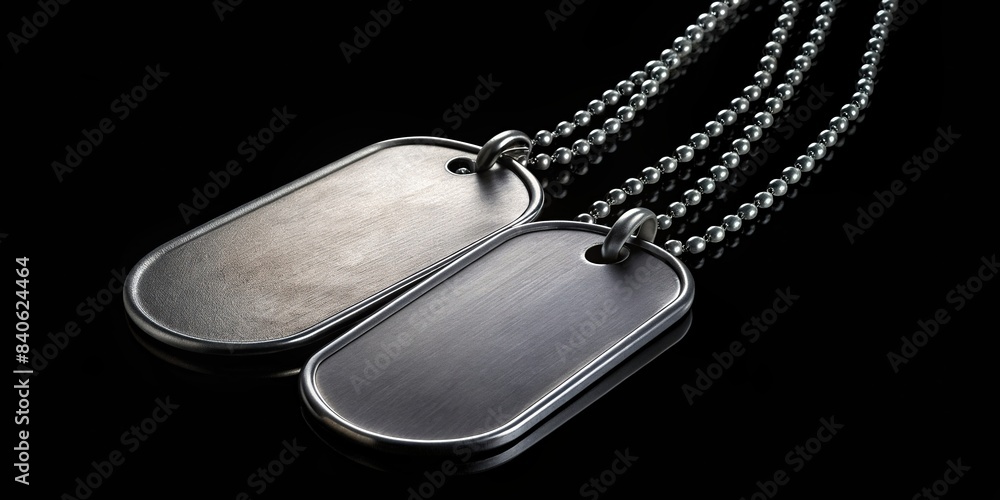 Military dog tags on black background, army, identification, soldier ...