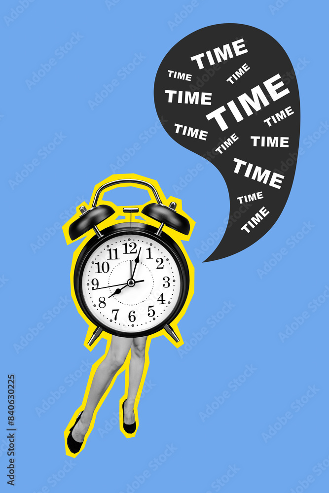 Composite collage image of female legs clock body time management ...