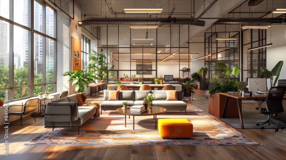 Innovative coworking space with flexible workstations, collaborative ...
