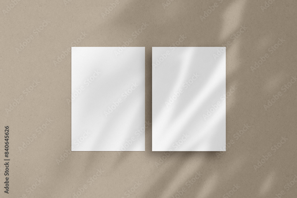Two white vertical paper sheets mockup, A4/A5/A6 flyer mockup, paper ...