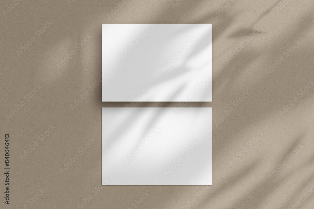 Two white horizontal paper sheets mockup, A4/A5/A6 flyer mockup, paper ...
