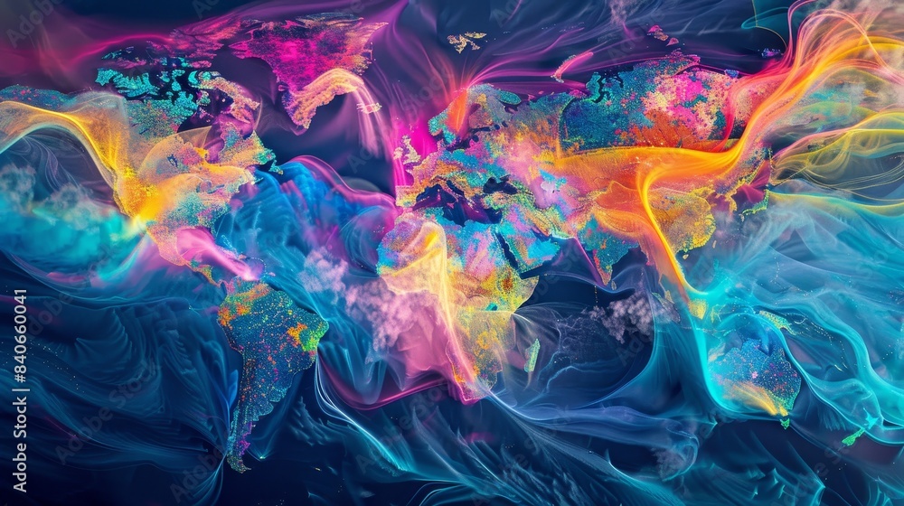Colorful undersea cable network map showing global data exchange hubs ...
