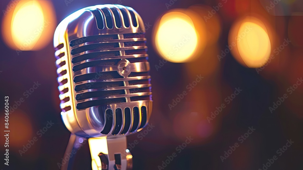 Vintage Microphone, Retro Mic, Close-Up Shot, Classic Microphone ...