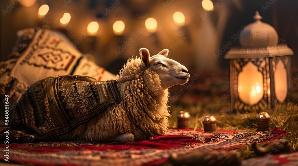 sheep is a symbol of the Muslim animal for adha. Eid al adha. Arafat ...