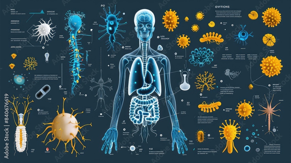 Detailed Illustration of Human Microbiota: An Educational Guide to the ...
