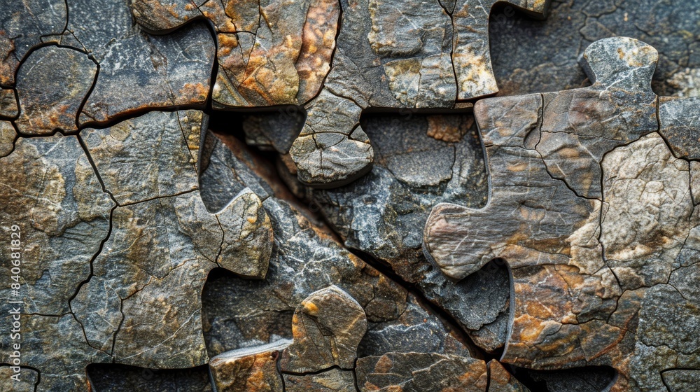 The layers of rough granite in this image resemble an intricate puzzle ...