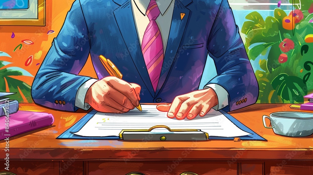 Business professional signing form, high detail, realistic, soft ...