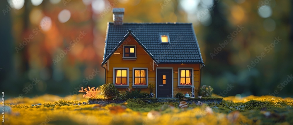 Small house models, photorealistic, high detail, vibrant colors ...