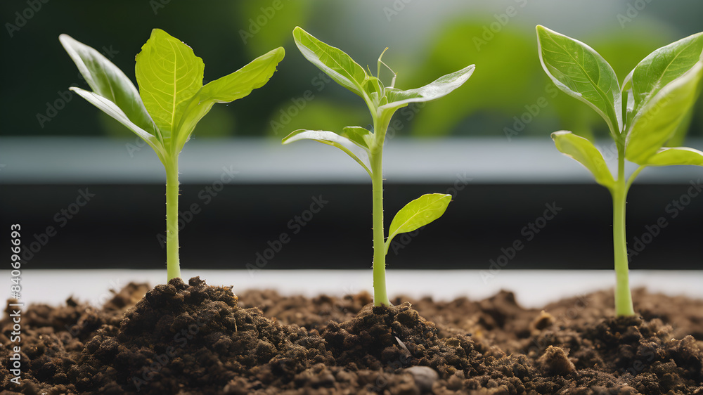 A time-lapse series of a plant growing from a seed to a mature plant ...