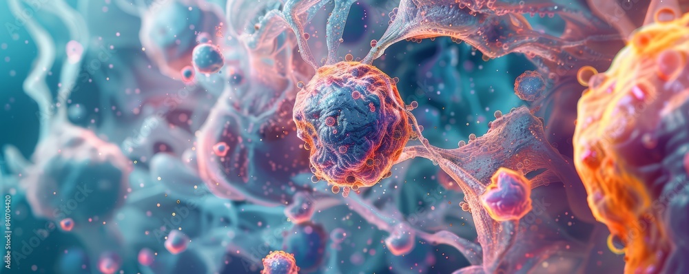 An image illustrating the intricate structure of a normal cell, with ...