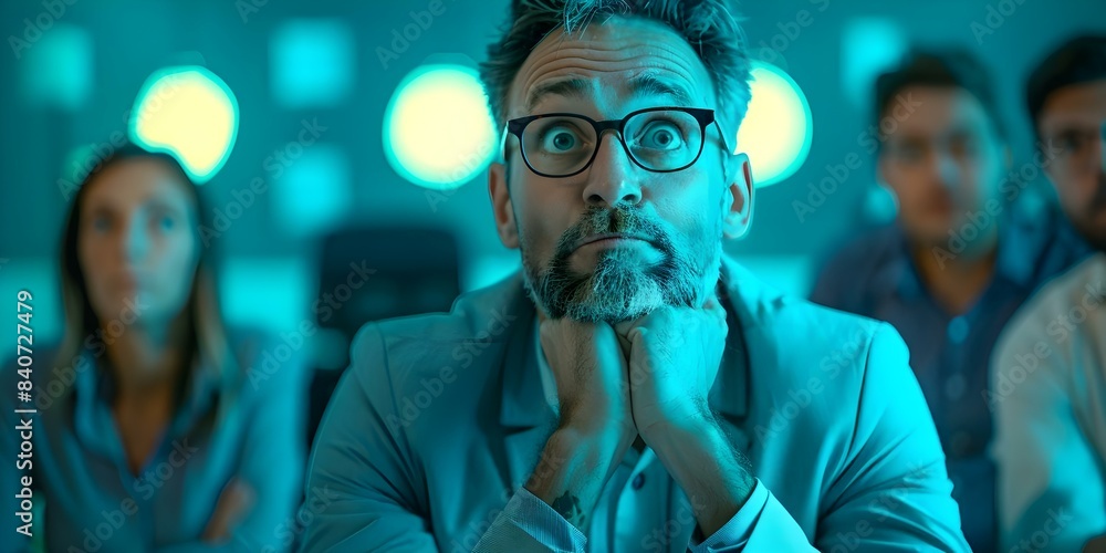 Eccentric office workers display a range of emotions as they ...
