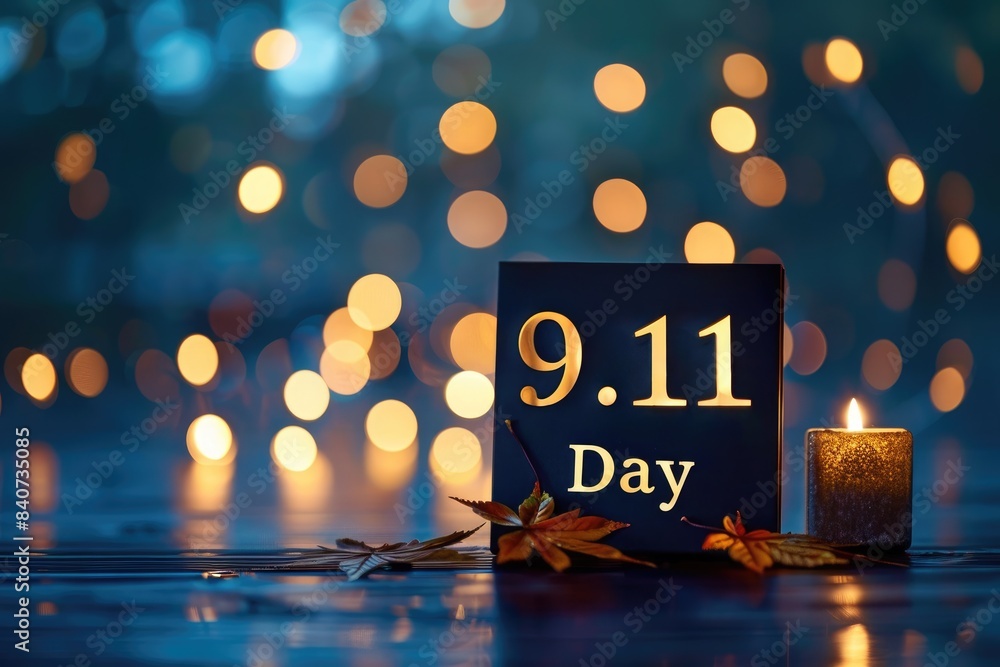 Commemorative visuals: text 9.11. patriot day, dedicated to honoring ...