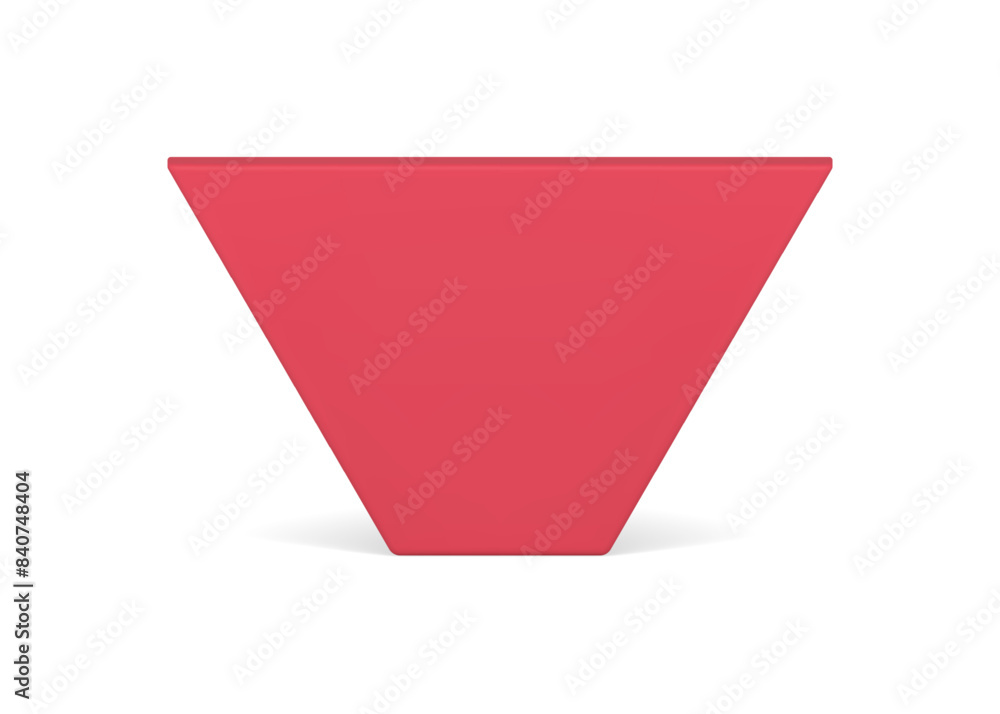 Red inverted trapezoid 3d geometric vertical wall foundation platform ...