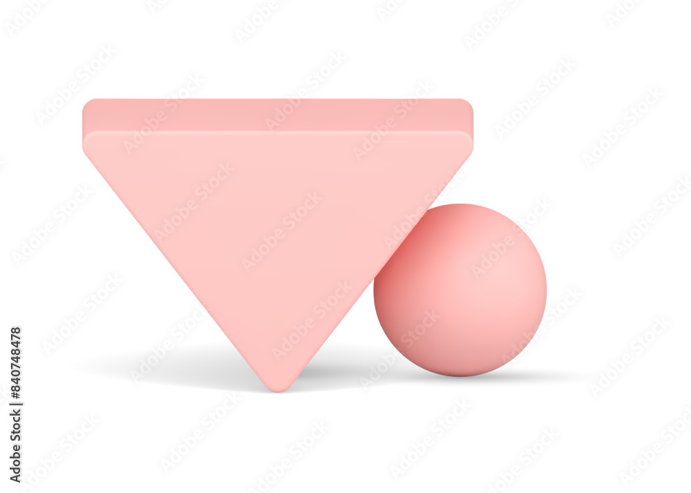 Triangle sphere math decorative podium pink vertical 3d basic ...
