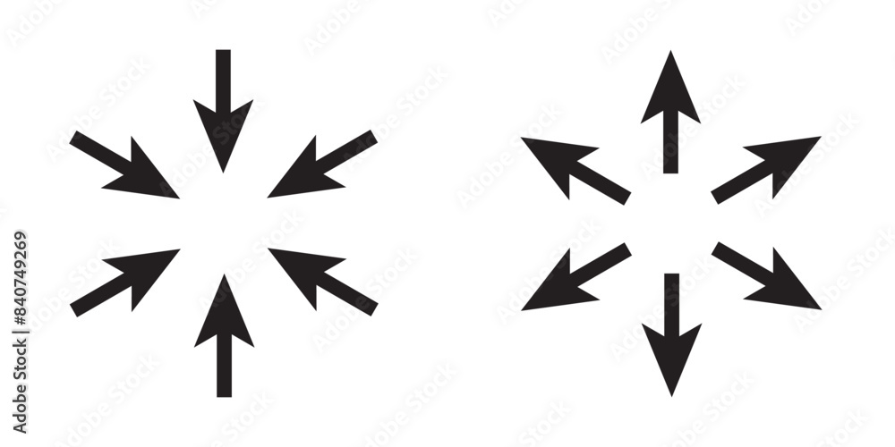 Vetor de Symbol of expansion and contract, inward and outward arrows in ...