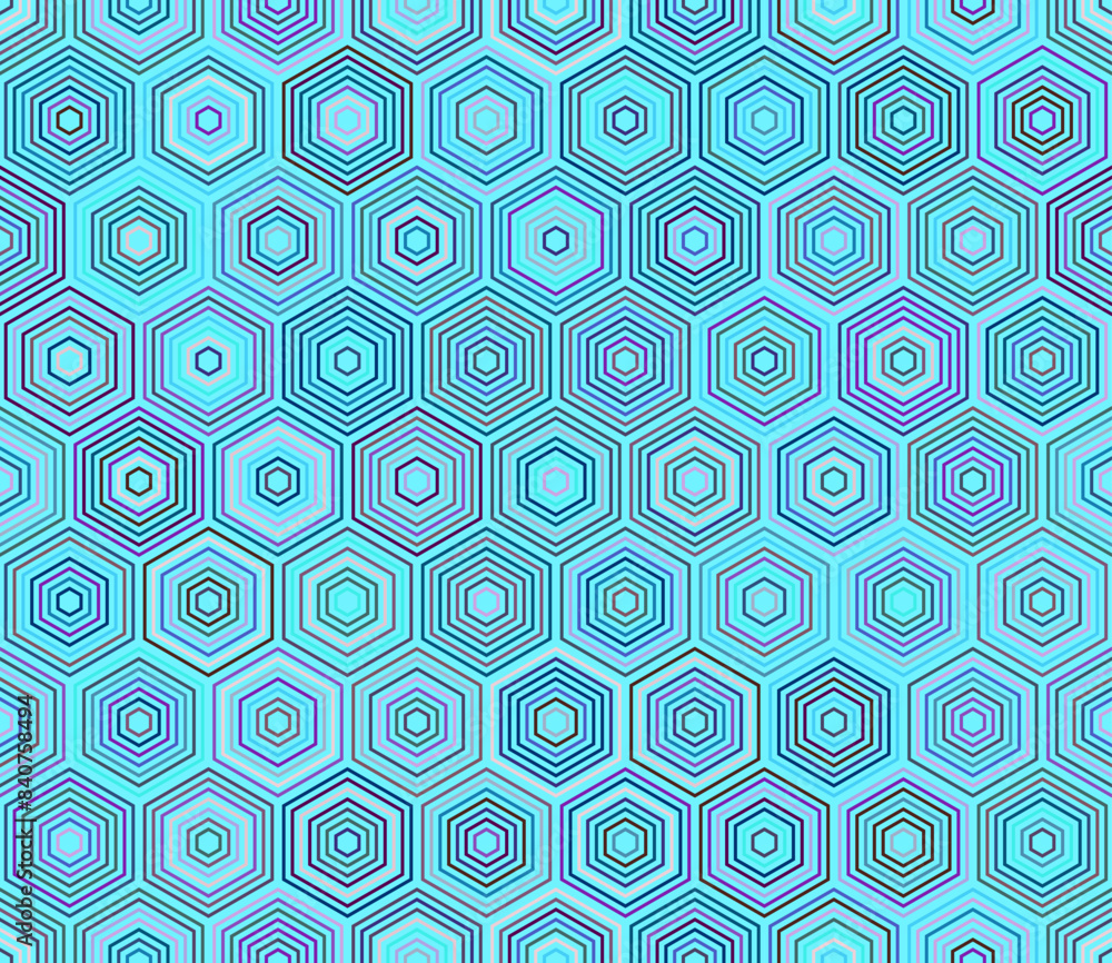 Hexagonal pattern background. Stacked hexagons mosaic pattern. Honeycomb cells. Multiple tones ...