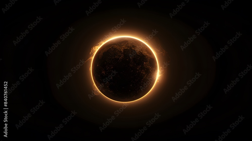 Solar eclipse image with the moon blocking the sun and the sky filled ...