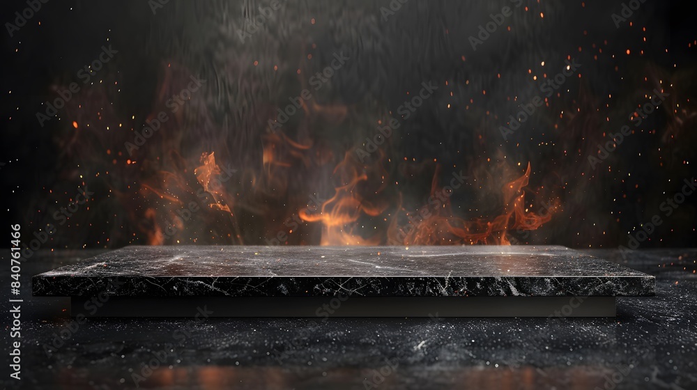 Fire lava podium rock volcano background product magma display 3d scene ...