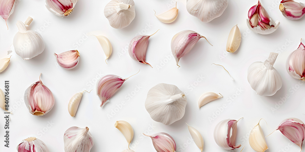 a close-up of various types of garlic cloves There are 12 cloves in ...