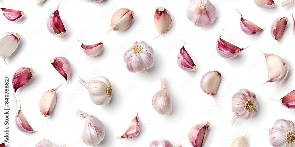 a close-up of various types of garlic cloves There are 12 cloves in ...
