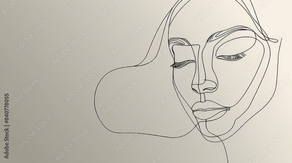 woman's face, hair retracted, eyes shut; part concealed by another ...