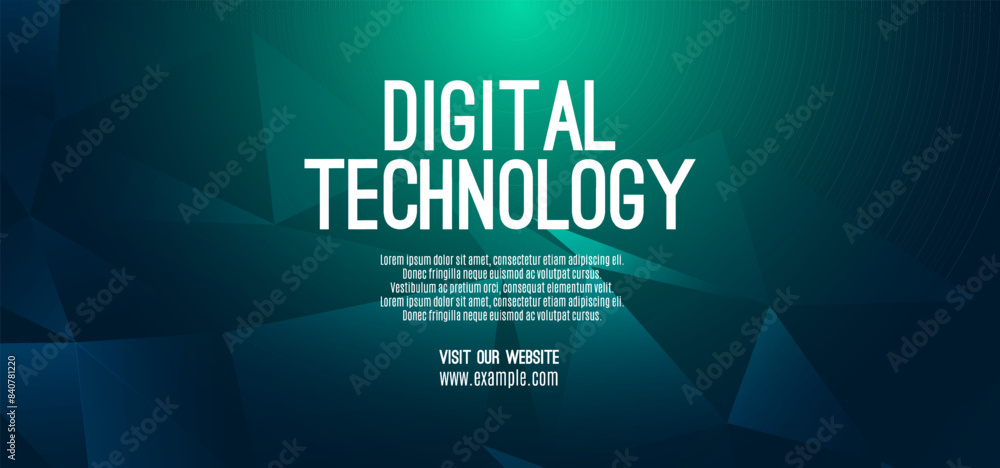 Digital technology banner green blue background concept, cyber ...