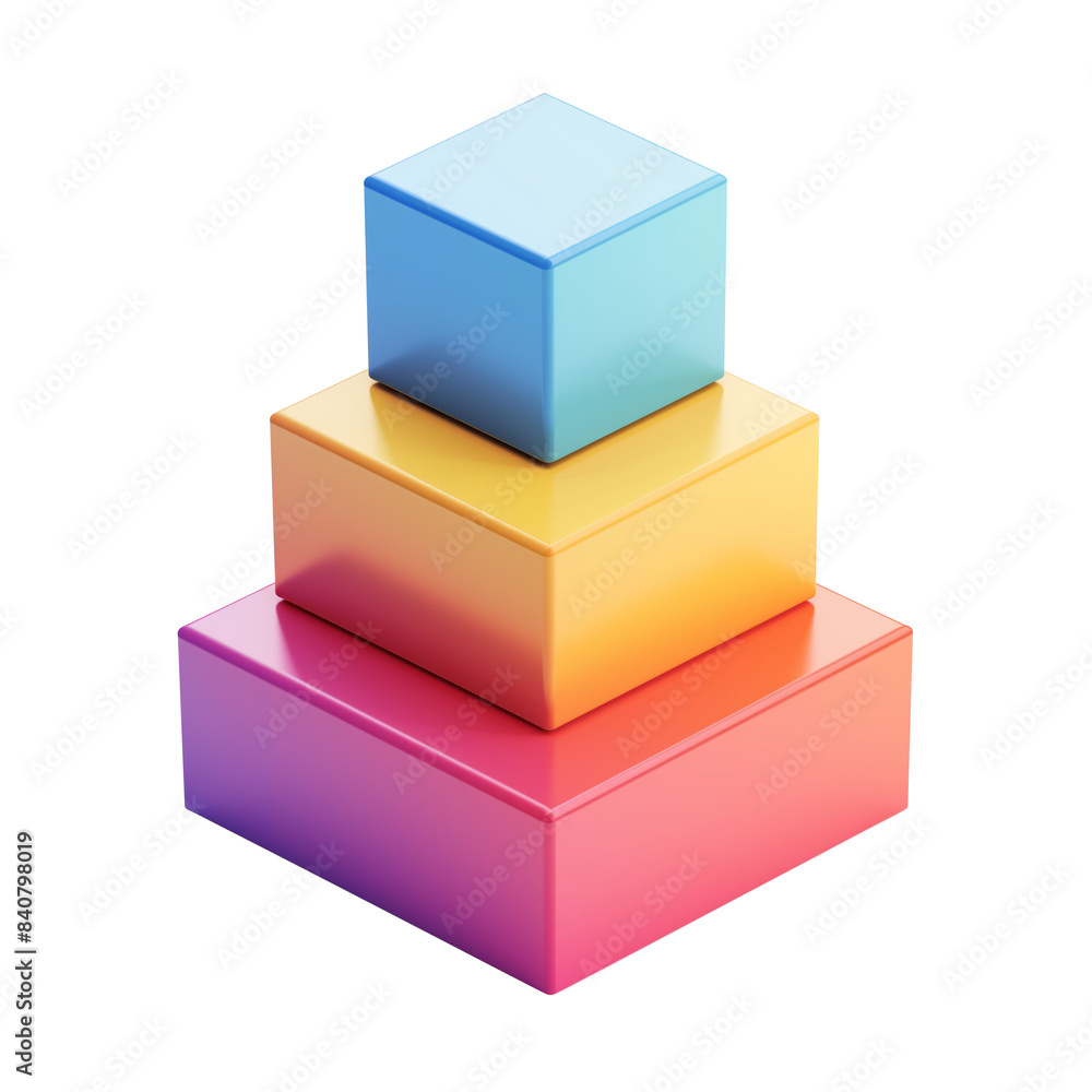 3d private equity icon, red, green, blue, gold color 3d cubes Stock ...