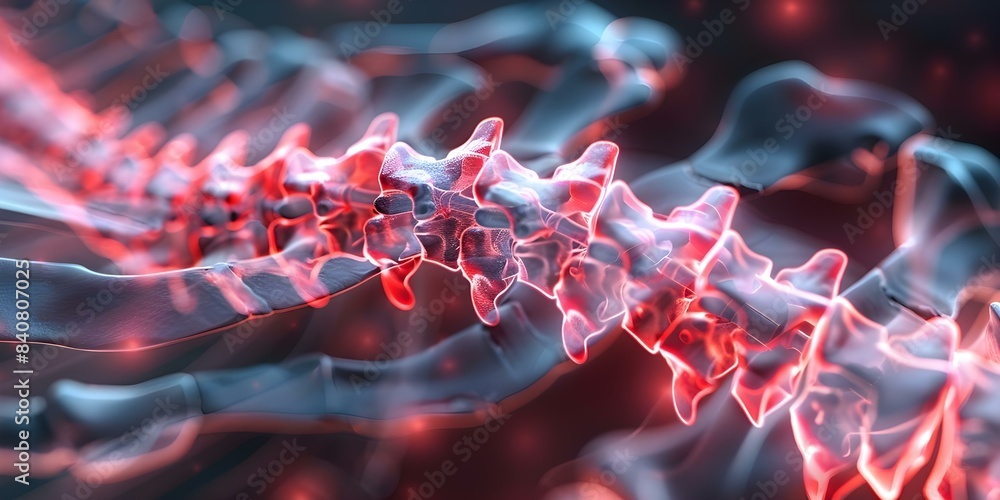 Visualizing Lower Back Health Red Hologram Bone Chart Overlay. Concept ...