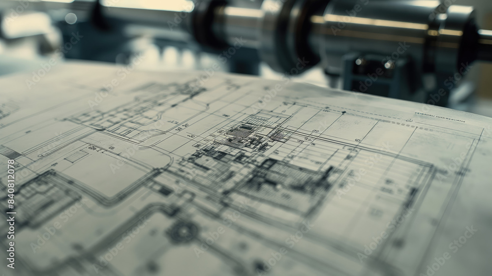 Close-up shots of engineering blueprints or CAD drawings reveal ...