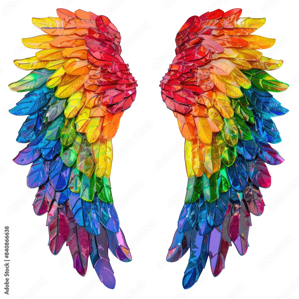 Beautiful magic rainbow wings on transparent background Stock ...