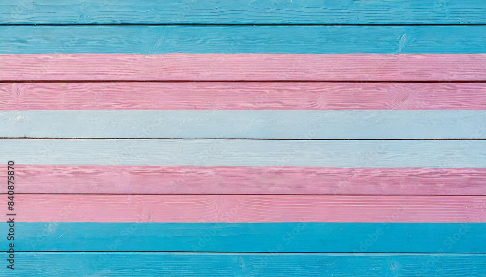 wooden boards painted in the colors of the transgender flag, background ...