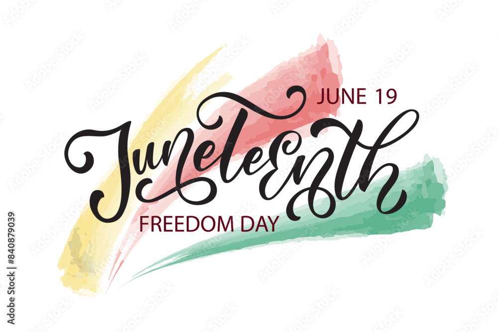 Juneteenth freedom day handwritten text, hand lettering typography ...