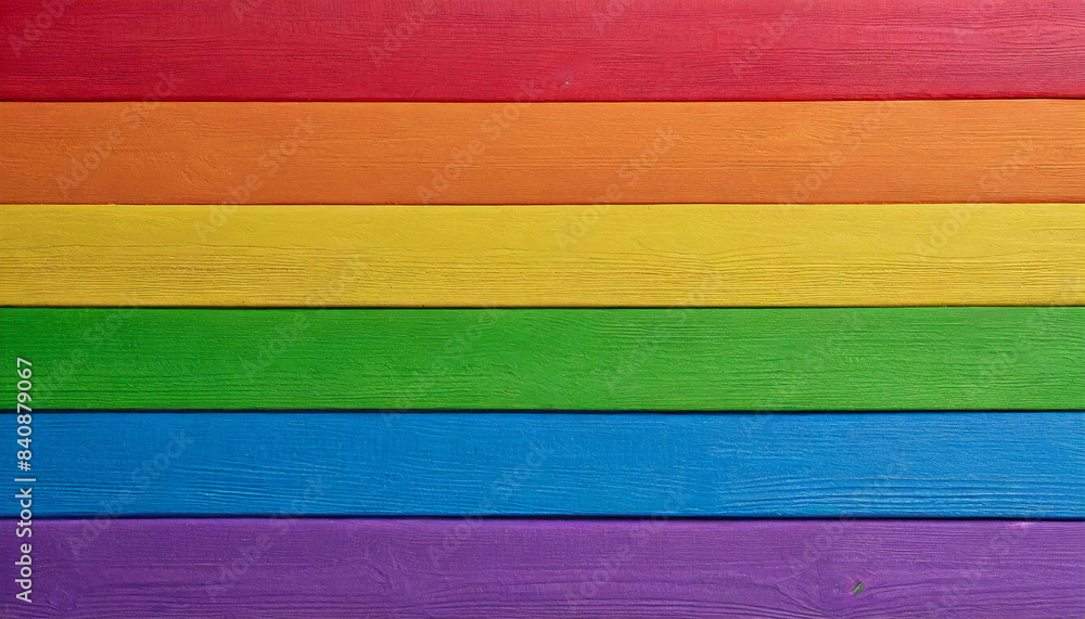 wooden boards painted in the colors of the lgbt flag, close-up ...