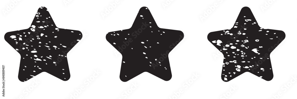 Star icons with grunge texture set. Vintage retro style. Design ...