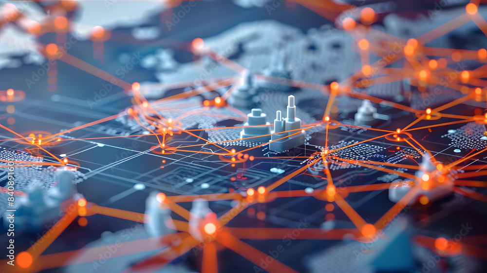 An in-depth view of a supply chain map highlighting companies. Concept ...