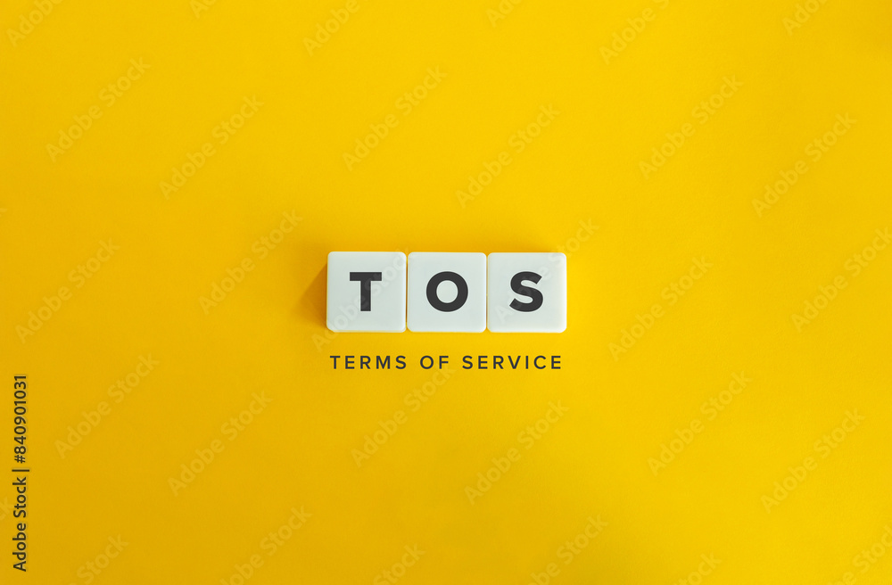 Terms of Service (TOS) Banner. Text on Block Letter Tiles on Flat ...