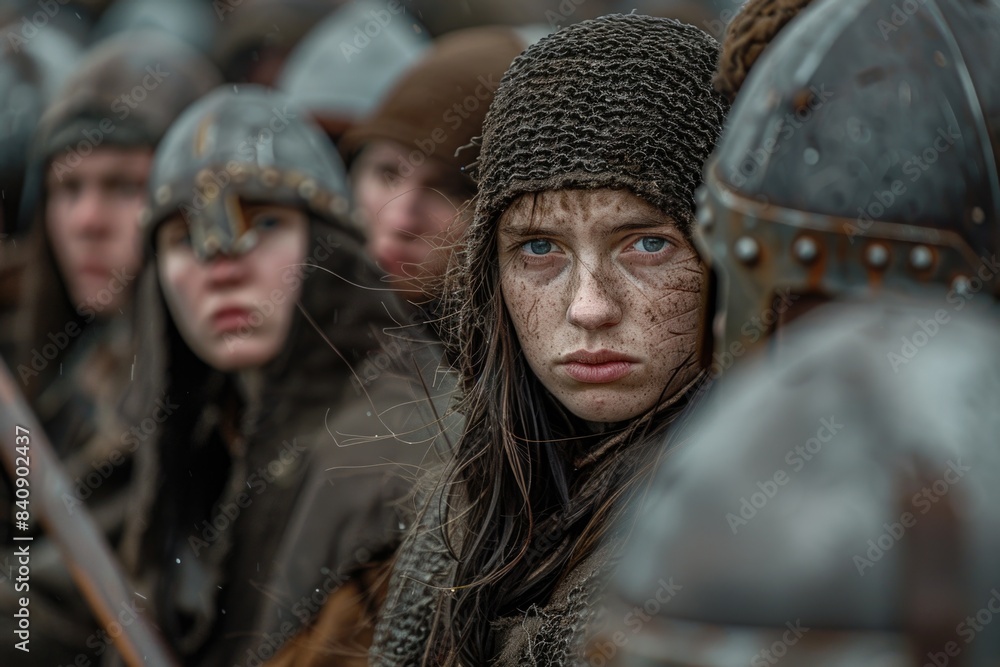Portrait of a Slavic woman warrior in chain mail: depicting a strong ...