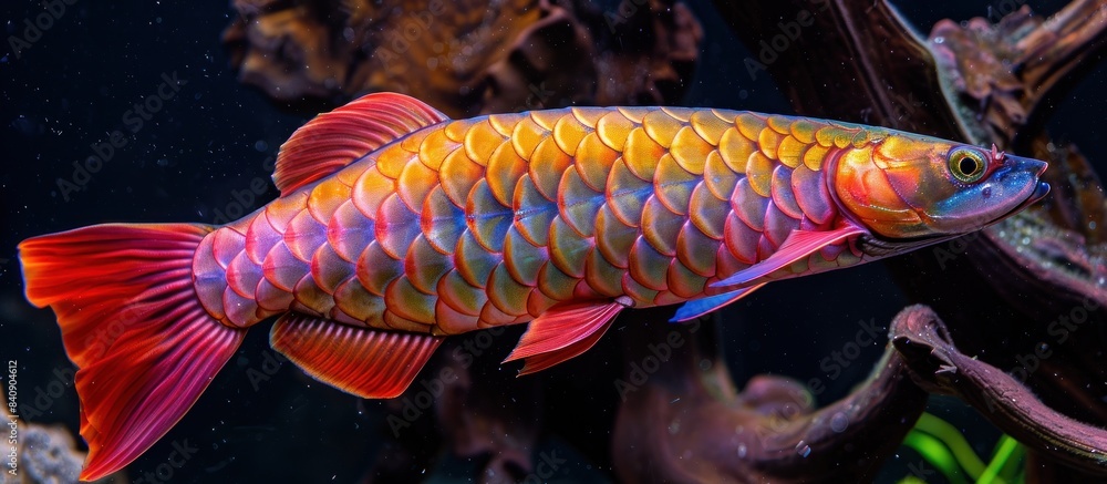 beautiful side view Arowana in the river asian dragon fish Stock ...