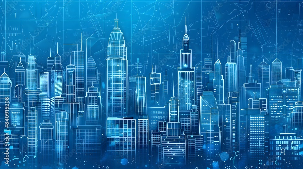 Blue city blueprint plans architecture ephemera border backgrounds ...