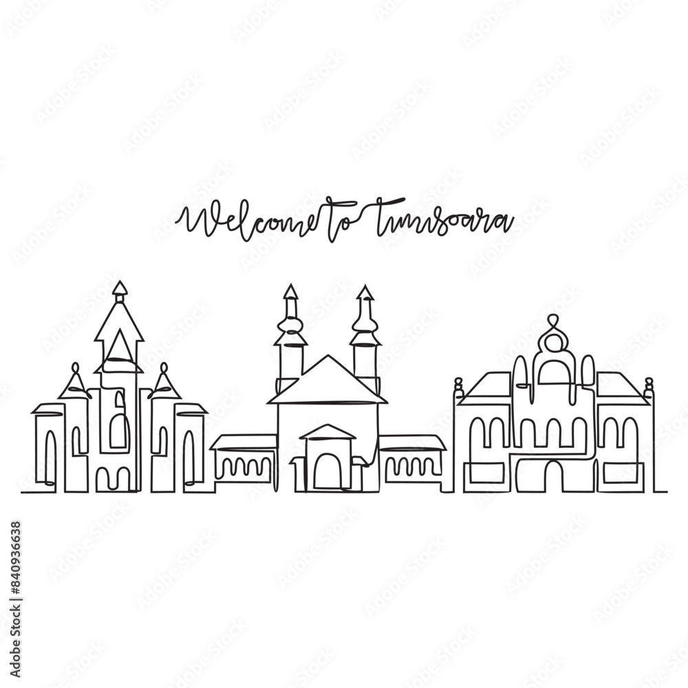 One continuous line drawing of Timisoara skyline vector illustration ...